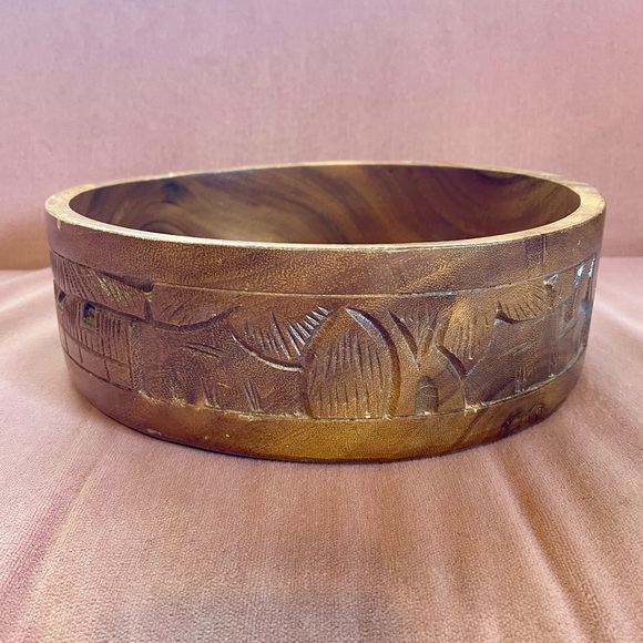 Vintage | Accents | Vintage Rustic Wooden Carved Motif Bowl 2x4 | Poshmark